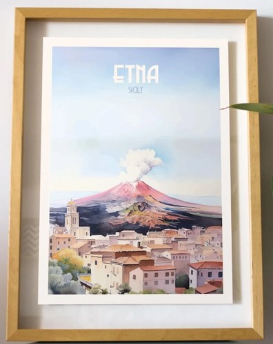 Mount Etna Travel Print | Sicily Poster | eBay