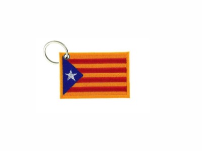Keychain keyring embroidered embroidery patch double sided flag estelada catalan | eBay