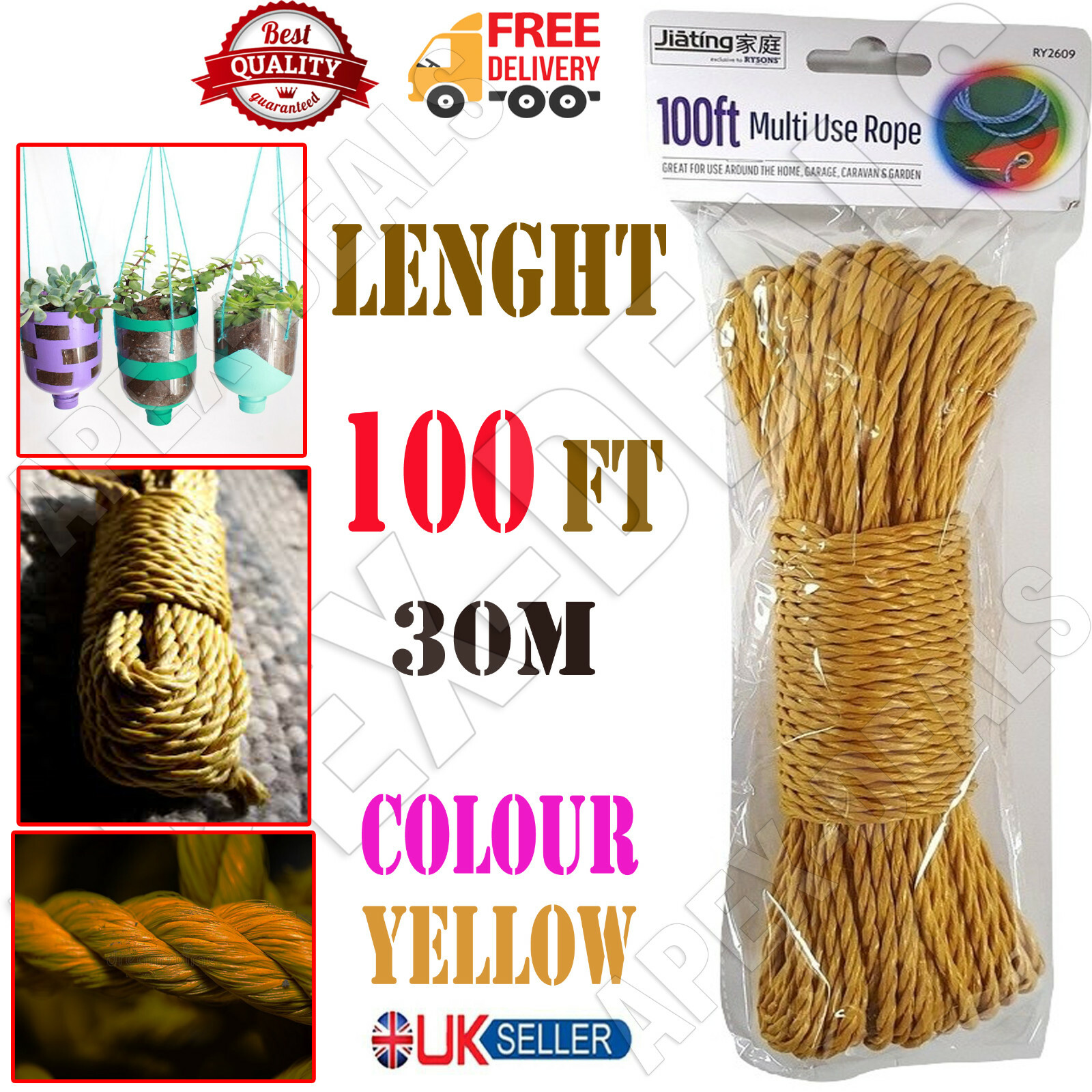 30 Metre Durable Polypropylene Nylon Rope Washing Line Cord Laundry ...