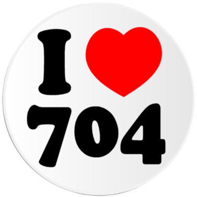 I Love 704 - 100 Pack Circle Stickers 3 Inch - Area Code Charlotte NC ...