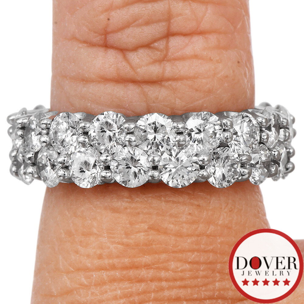 Estate 4.50ct Diamond 14K White Gold Multi Row Eternity Band Ring 6.2 ...