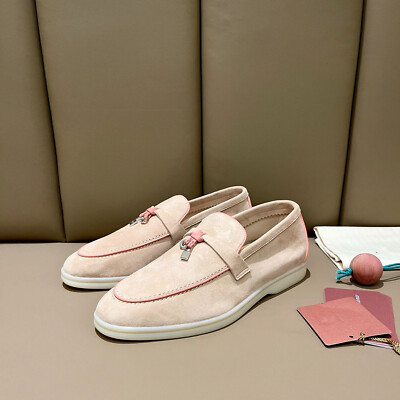 British Italian Style Womens Slip On Loafer Real Suede Leather Flat ...