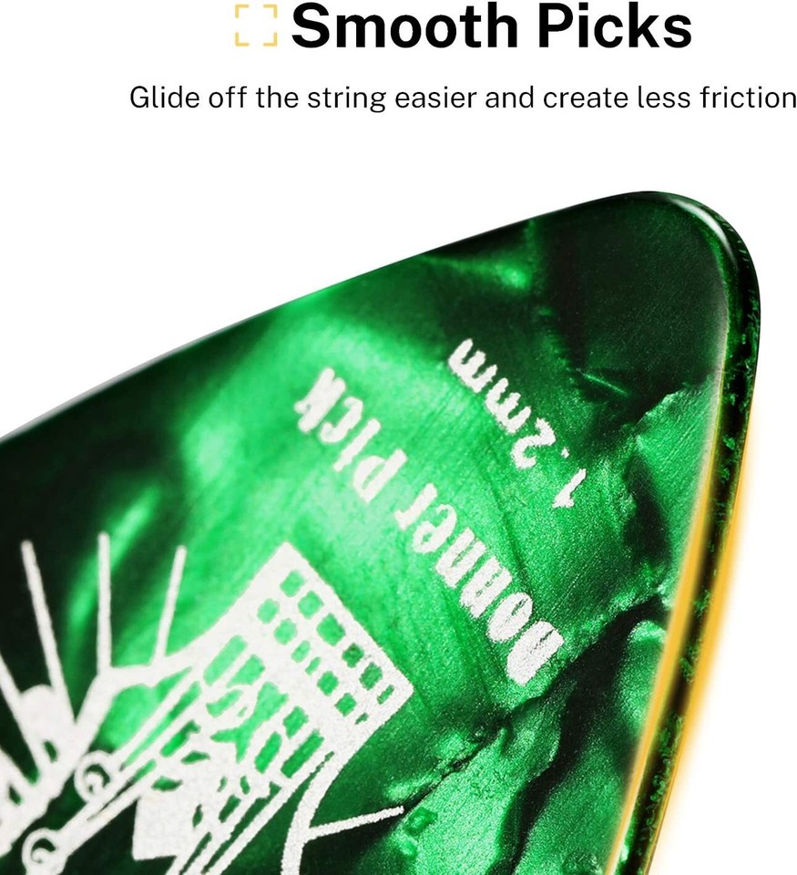 Donner Guitar Picks Celluloid 16 Pack Thin Medium Heavy Extra Heavy ...