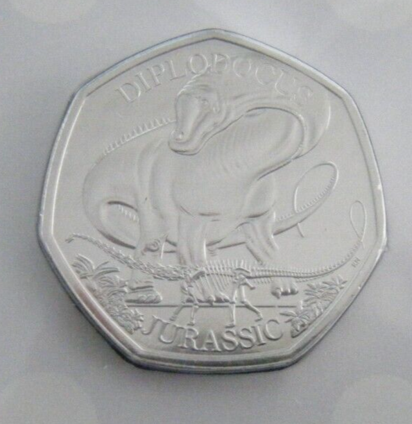 2024 Diplodocus Dinosaur 50p Coin BU Pack Natural History Museum - in ...
