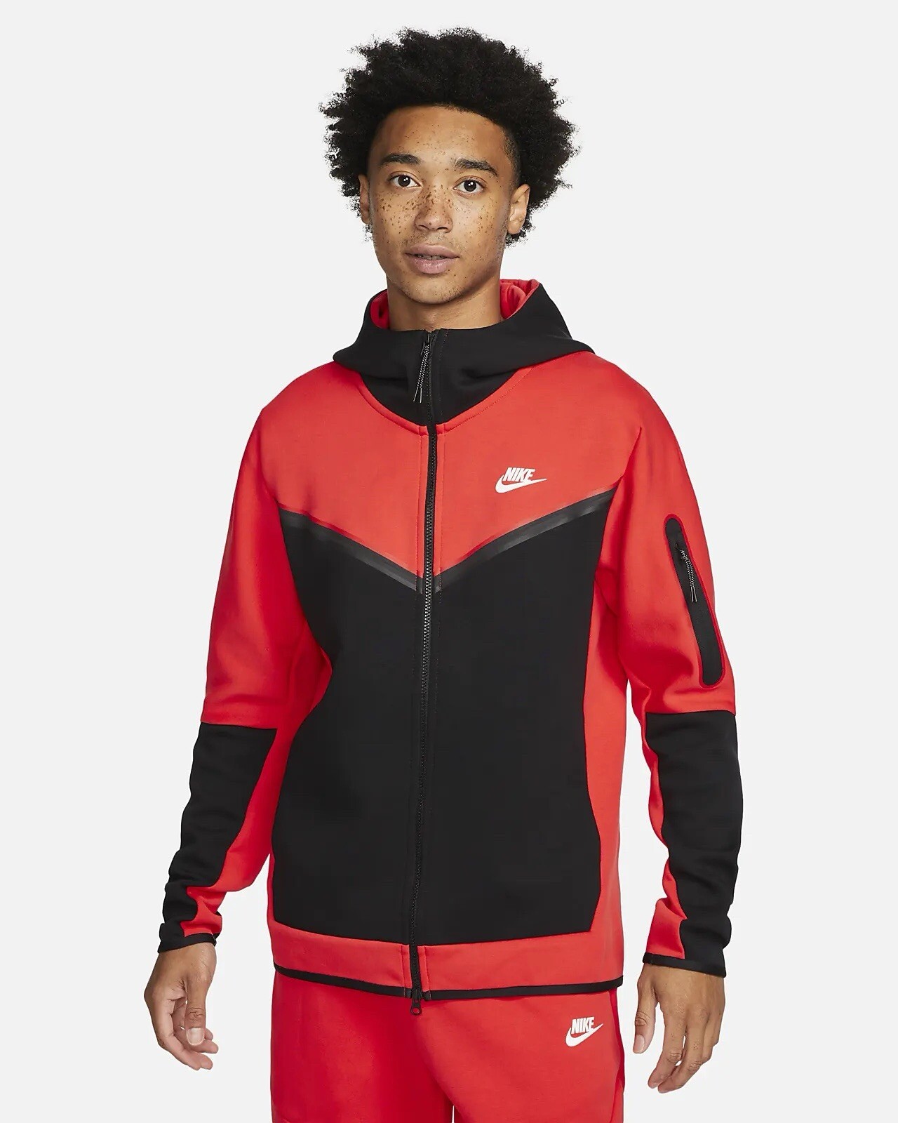 RARE Nike Tech Fleece Jacket NWT 2 XL DV0537 696 Red Black Hoodie Full ...