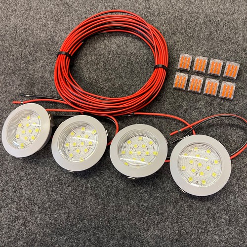 Campervan 12v LED Spot light Downlights 65mm LED VW T6 Grey + Wiring ...