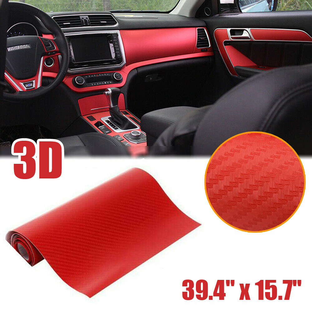 3D Red Carbon Fiber Stickers Car Interior Panel Protector Film Decal ...