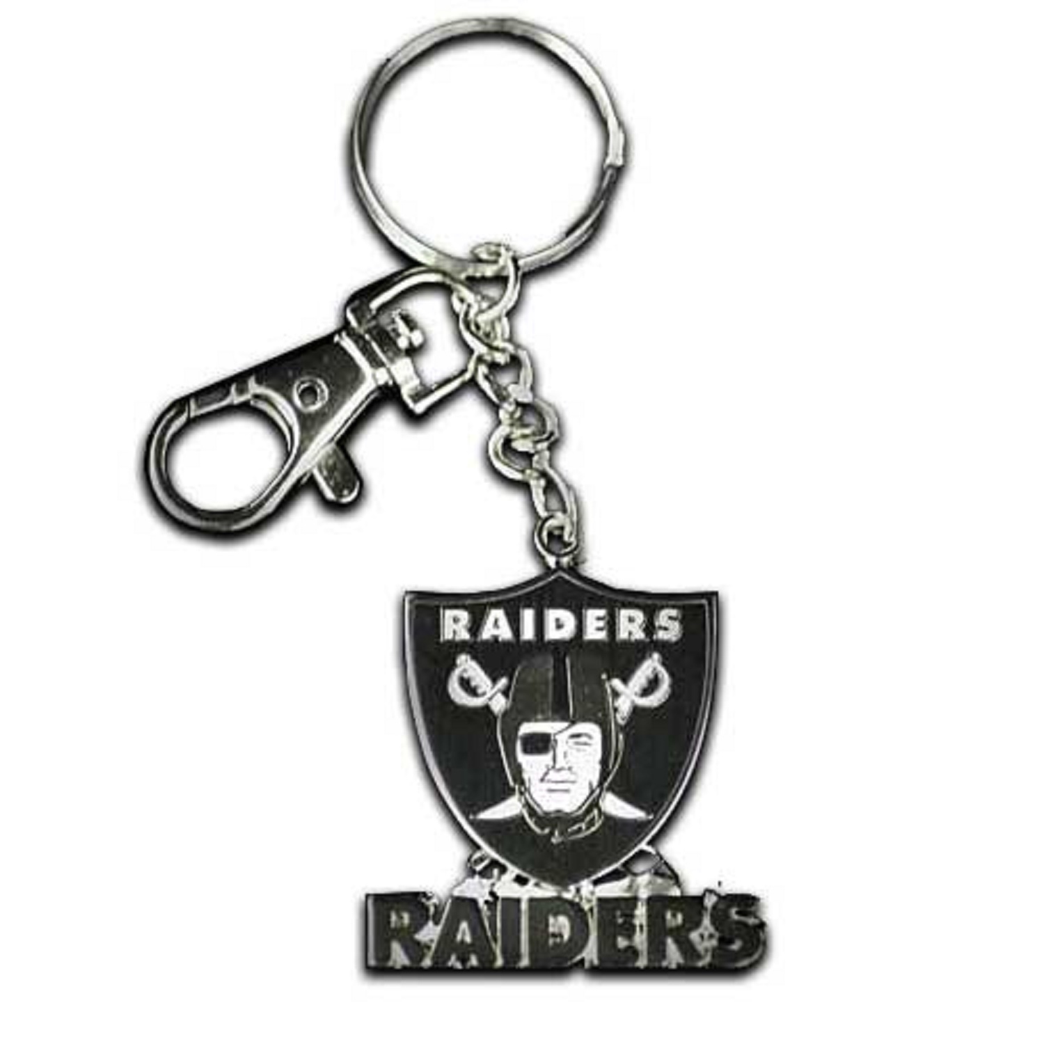 Las Vegas Raiders Black Silver Letters Lanyard + Raiders Metal Emblem ...