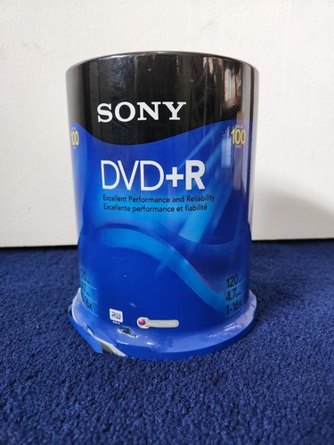Sony DVD+R 4.7GB 120min 1-16X Recordable Blank Video Discs 100 Pack NEW ...