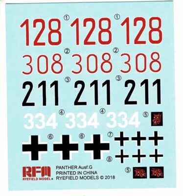 RyeField Model RM-5019 1/35 Sd.Kfz.171 Pz.Kpfw.V Ausf.G Panther decals ...