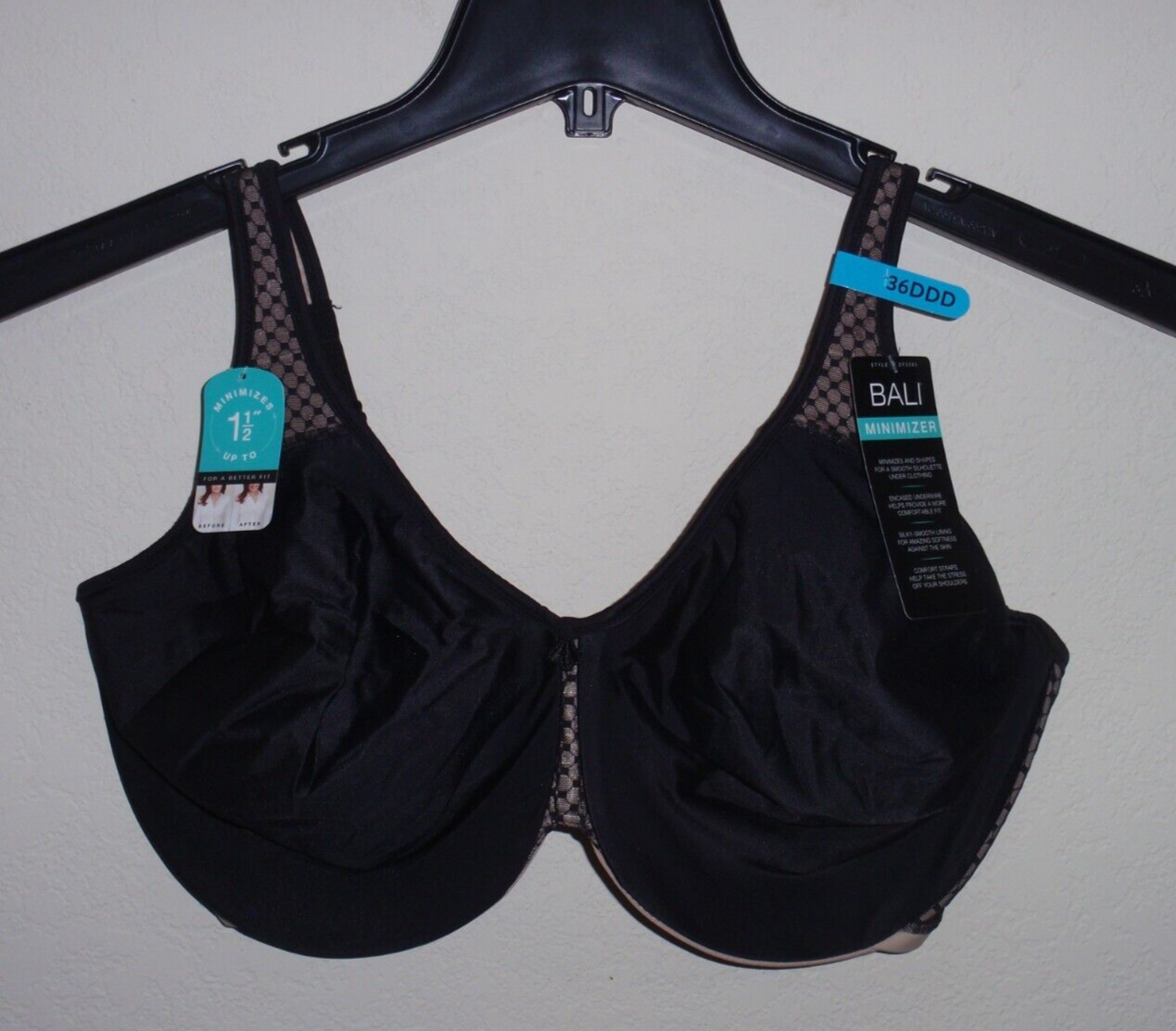 BALI - DF3385 Passion for Comfort Minimizer Underwire Bra 36DDD Black ...