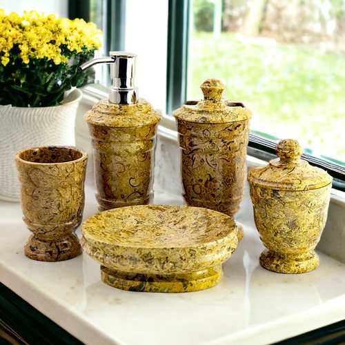 5-Piece Bathroom Accessories Set in Fossil Stone | eBay