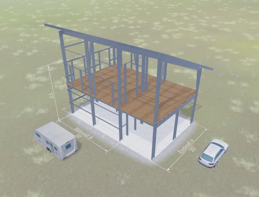 Architectural Plan Set for a Custom Designed 20 x 20 Two Story Steel ...