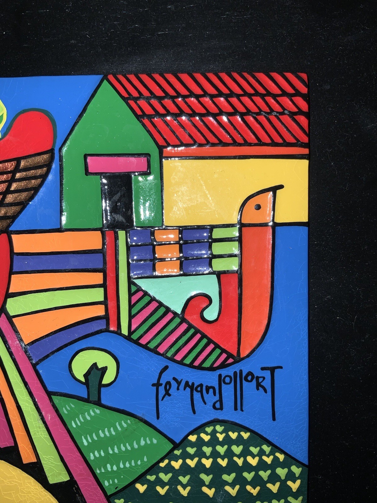 Fernando Llort Salvadoran Signed Art Ceramic Tile Decor “La Vendedora ...