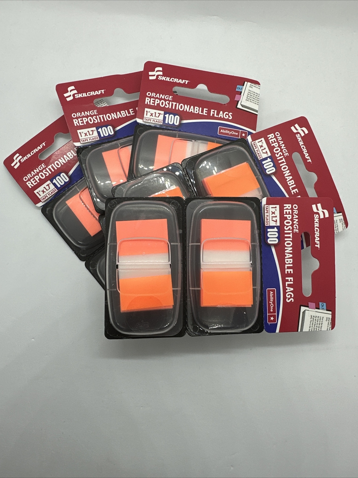 SKILCRAFT Self Stick Repositionable Flag, 1 x 1.7 5" Orange ,500 CT (5x ...