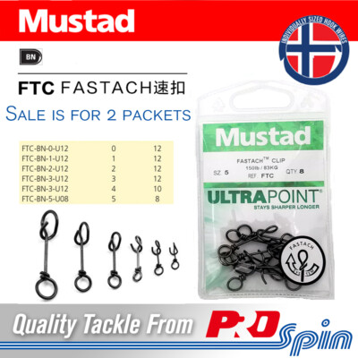 2 Pack MUSTAD Fastach Lure Clips - Ultrapoint FTC Quick Snap Clip ...