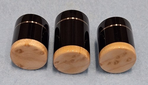 Custom Pool Cue Joint Protectors- Ebony / Birdseye / Silver Rings 5/16 ...