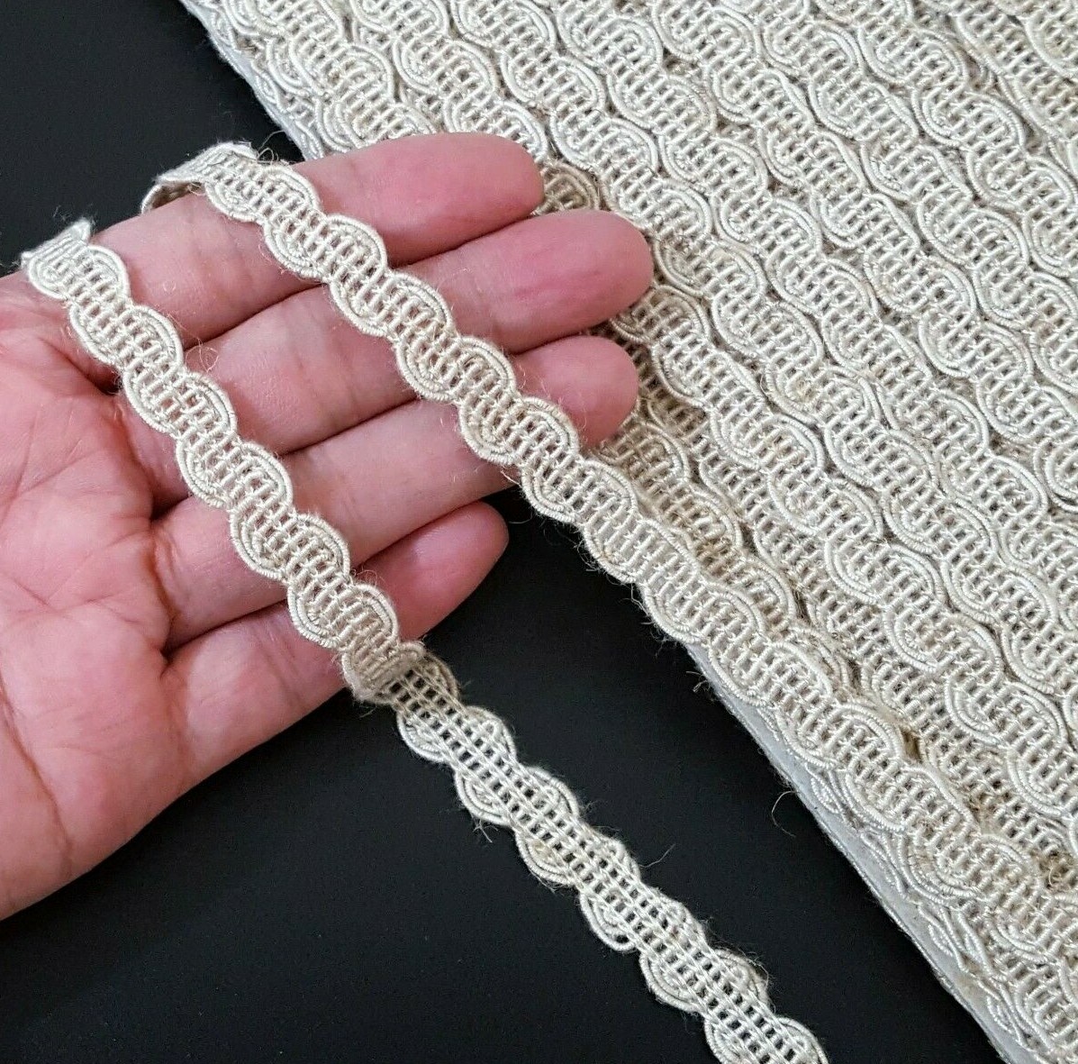 3/8" 1cm Taupe Grayish Brown Lt Brown Cotton Blend Jute Bobbin Ric Rac ...