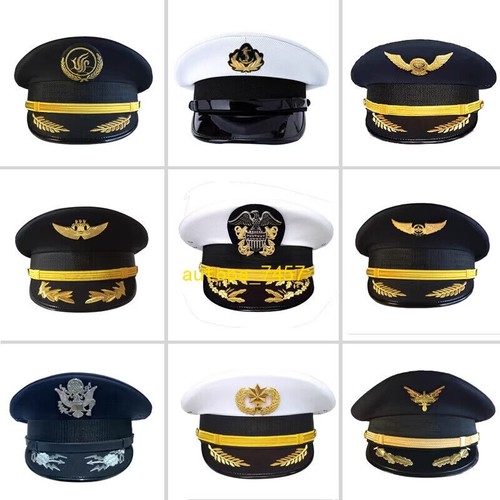 Pilot Cap Airline Hat Cosplay Props Captain Hat Party Military Hats ...