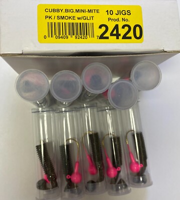 NEW CUBBY BIG MIni-Mite 1/8oz Jig 10PK Pink/Smoke with Glitter 2420 ...