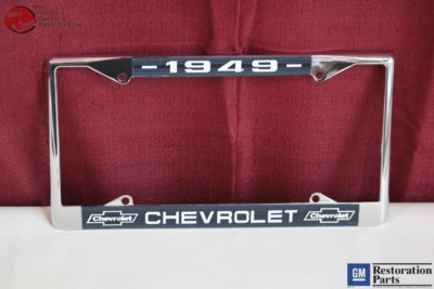 1949 Chevy Chevrolet GM Licensed Front Rear Chrome License Plate Holder ...