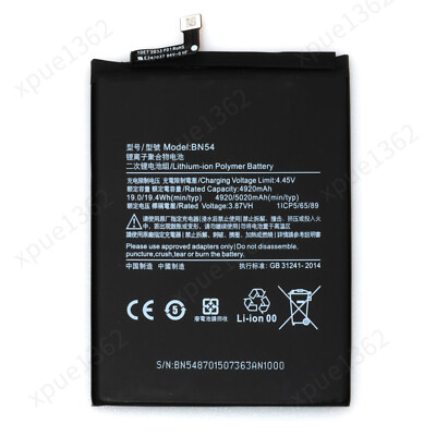 Replacement Battery BM54 For Xiaomi Redmi Note 9 M2003J15SG M2003J15SS ...