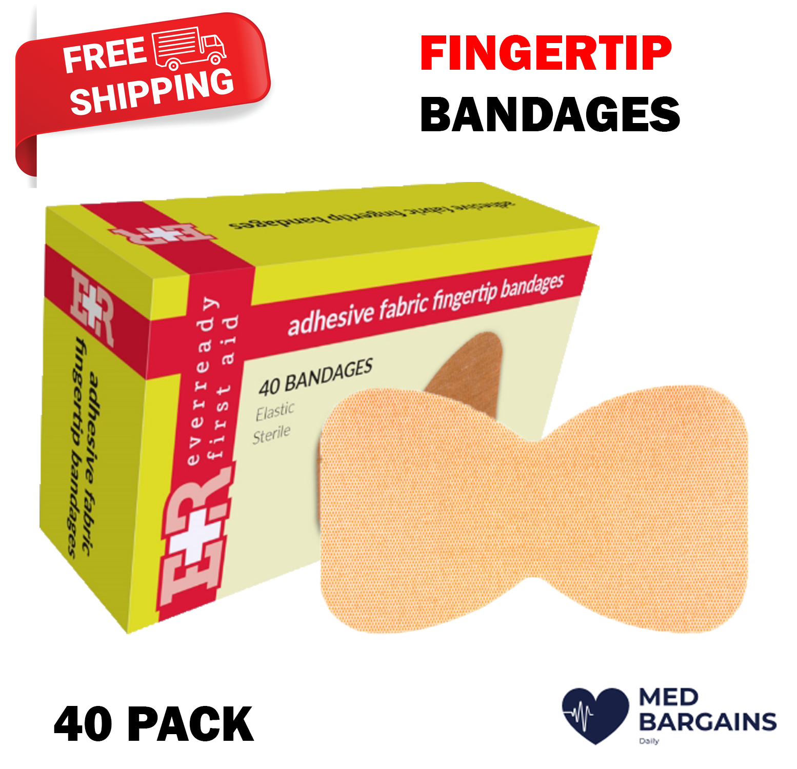 Ever Ready First Aid Adhesive Finger Tip Bandages Elastic Sterile ...