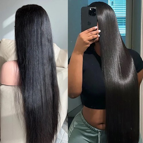 Straight HD Transparent Lace Frontal Wig Brazilian Remy 40 Inch Human ...
