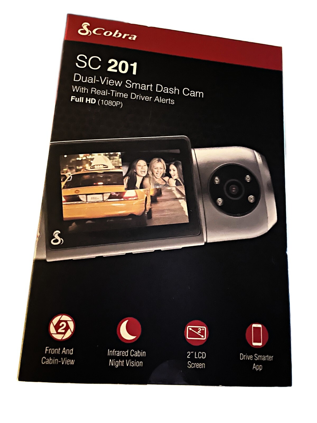 Cobra SC201 Black HD Built In WiFi Night Vision Dual View Smart Dash ...