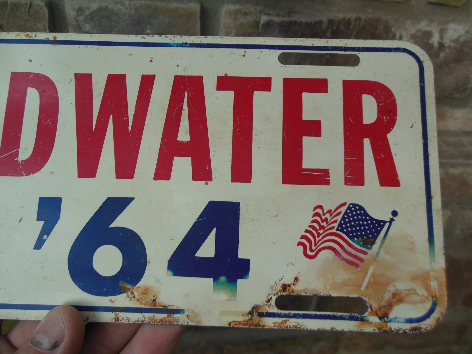 GOLDWATER IN ‘64 FOR PRESIDENT BOOSTER /TOPPER LICENSE PLATE TAG RED ...