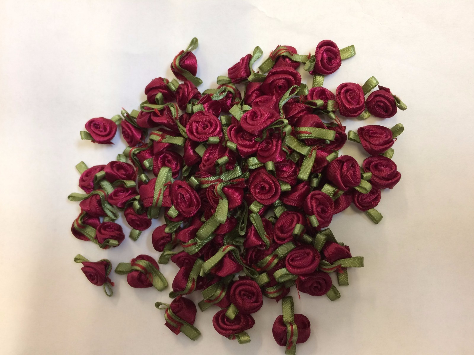 Satin Small Ribbon Roses Buds Embellishments 28 Colours Various ...