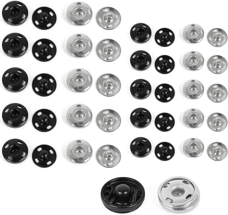 20 Sets Metal Sew-On Snap Fasteners, Fasteners Sewing Press Studs ...