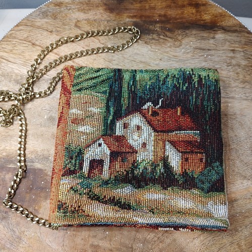 Tapestry Purse Vtg Floral cottage Core Fruit Shoulder Bag Gold Chain ...