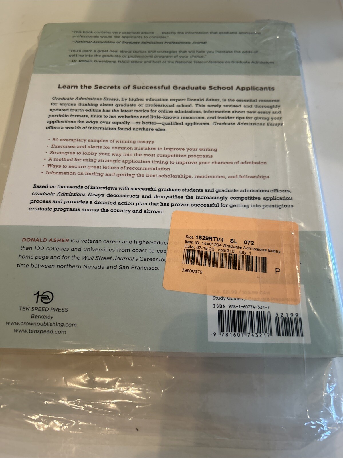 Graduate Admissions Essays, Fourth Edition : Write Your Way into the Graduate School of Your ...