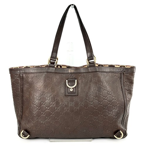 GUCCI Tote Bag Abbey Guccissima Leather Brown From Japan Authentic 0382 ...