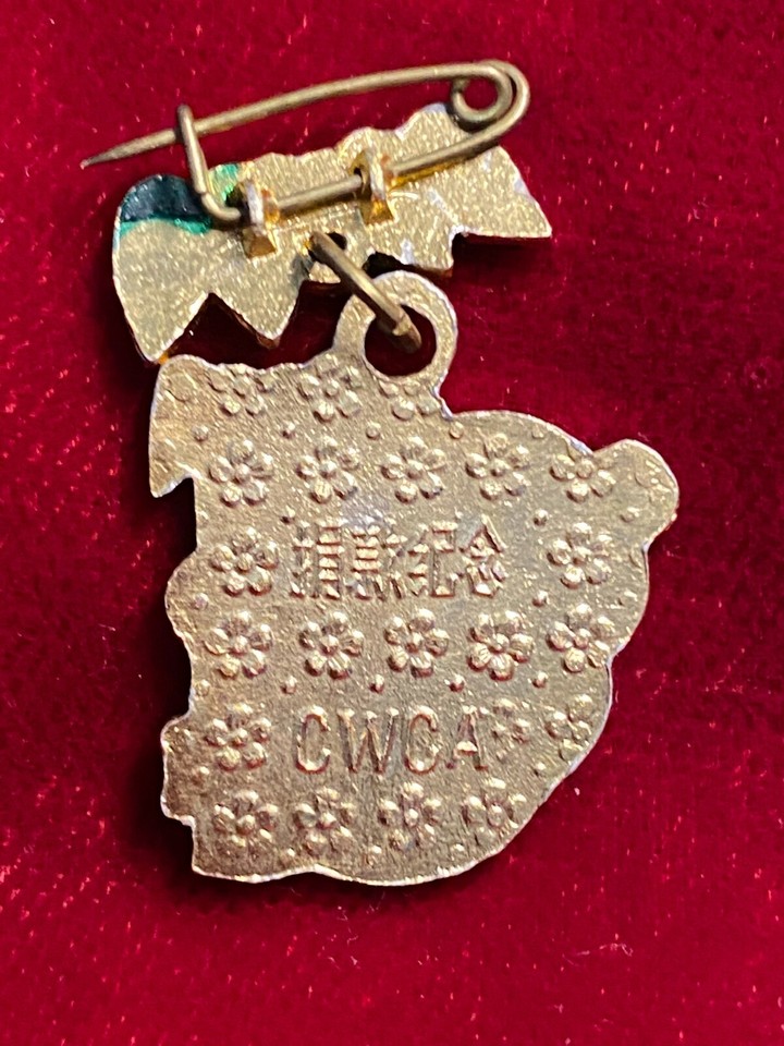 CWCA China Wildlife Conservation Assoc Enamel Panda Bamboo Tie Lapel ...