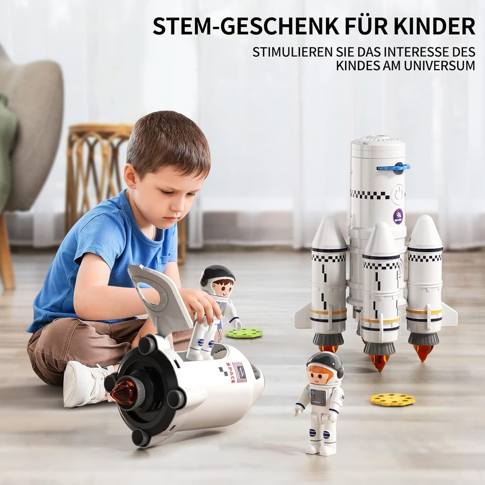 Large Kids Space Playset Toys Set Rocket Ship Toys Astronaut Venture ...