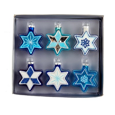Kurt Adler - Jewish Stars With Glitter Glass Ornaments, 6-Piece Box Set ...