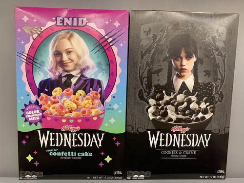 🔥 New Kellogg’s Limited Edition WEDNESDAY & ENID Combo Cereal Box 2 ...