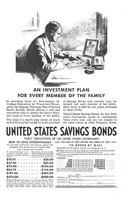1937 US Savings Bonds Vintage Print Ad Financial Ephemera | eBay