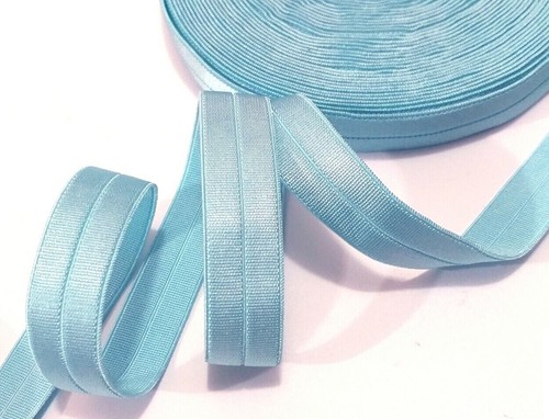 1/2 inch / 13mm width 5-20y Ocean Blue / Lt Blue Foldover Satin Elastic ...