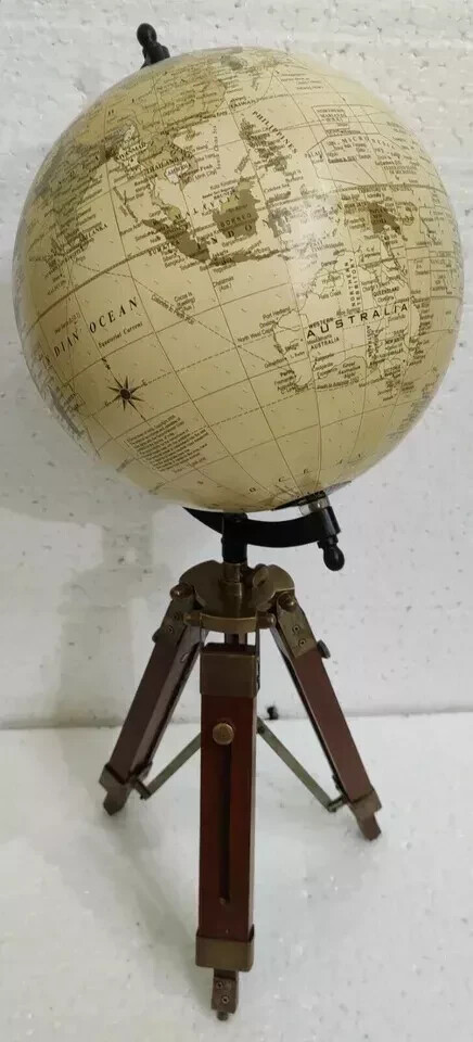 Globe World Tripod Map Stand Nautical Wooden Table Antique Decor ...