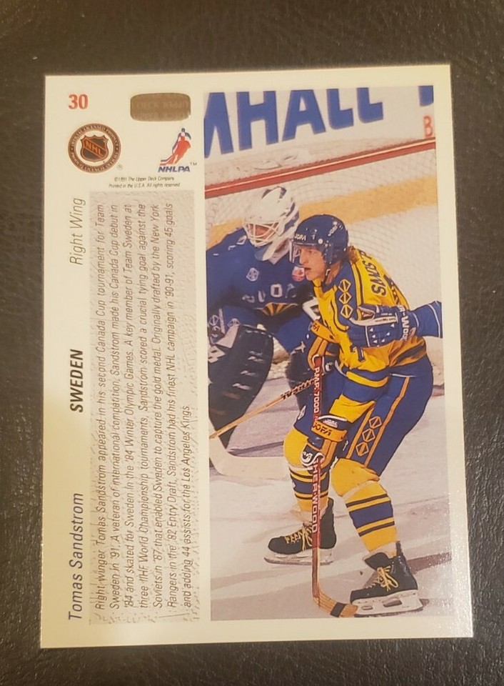1991-92 UPPER DECK TOMAS SANDSTROM SWEDEN #30 | eBay