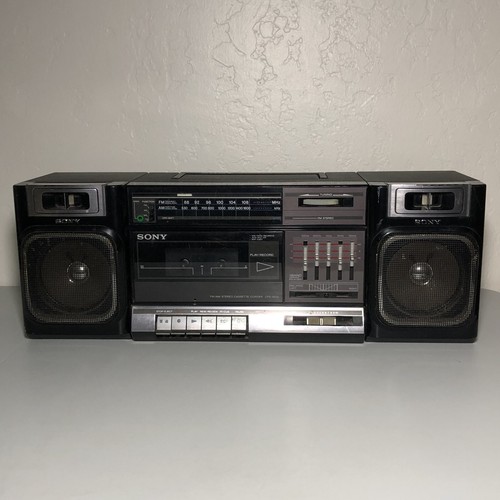 VTG Sony CFS-1000 Black AM/FM Stereo Cassette Recorder Player Boombox ...
