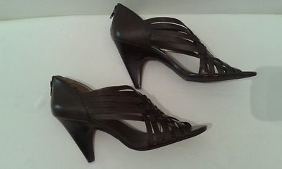 DRESSBARN WOMEN'S ZIPPER BACK, OPEN TOE, HEELS IN BROWN SIZE 10M ...