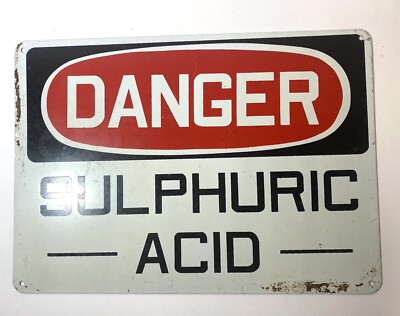 Vintage Black and Red "Danger Sulphuric Acid" Sign 10" x 14" | eBay