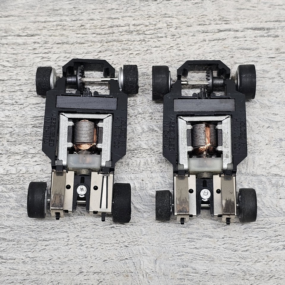 TYCO HO Scale Slot Car hp 7 Chassis Lot (2) Pancake Motor Tested Works ...