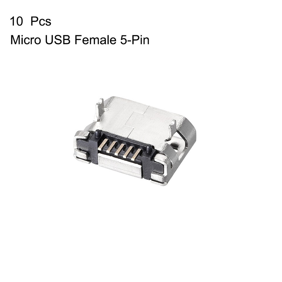 10 x Micro USB Female Socket Connector 5 Pin DIP 180 Degree Repair ...