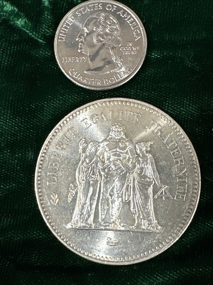 French 1975 Silver Coin 50 Francs ( . 900 Silver) HERCULES MOTTO | eBay