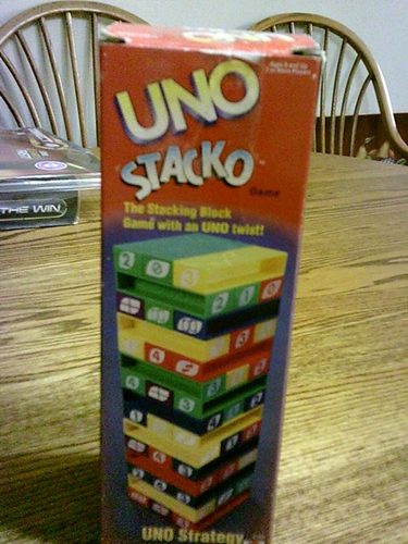 VINTAGE Uno Stacko COMPLETE w/ sleeve Mattel 1999 Family Game 90's ...